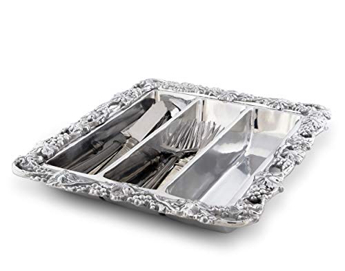 Arthur Court Designs Aluminum Metal Grape Flatware Caddy Silverware Utensil Holder Organizer 13 inch x 11 inch