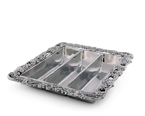 Arthur Court Designs Aluminum Metal Grape Flatware Caddy Silverware Utensil Holder Organizer 13 inch x 11 inch