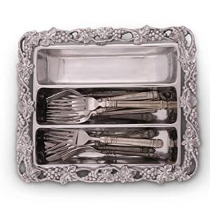 Arthur Court Designs Aluminum Metal Grape Flatware Caddy Silverware Utensil Holder Organizer 13 inch x 11 inch