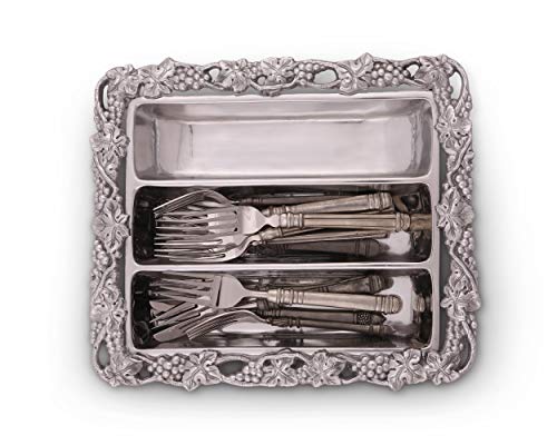 Arthur Court Designs Aluminum Metal Grape Flatware Caddy Silverware Utensil Holder Organizer 13 inch x 11 inch