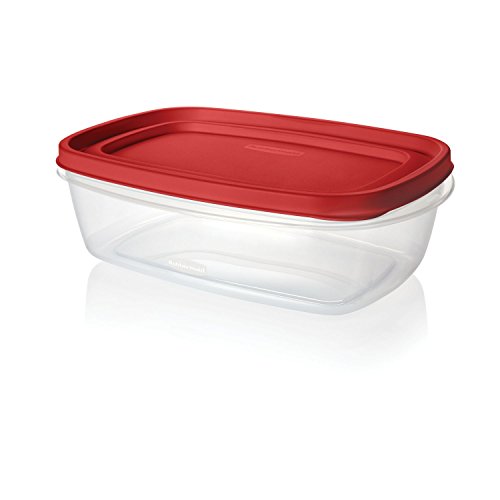 Rubbermaid Easy Find 8.5-Cup Food Storage Container, Small, Clear with Red Lid