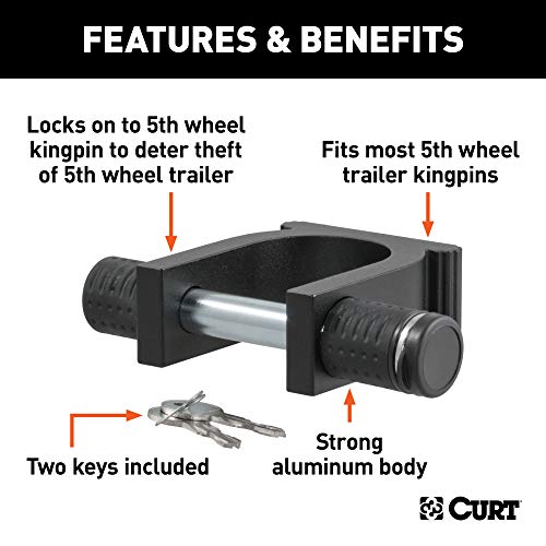 CURT 23255 5th Wheel Trailer Lock for 2-Inch King Pin, CARBIDE BLACK POWDER COAT