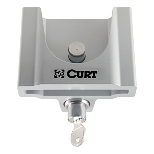 CURT 23079 Powder-Coated Aluminum Trailer Tongue Lock, Fits Most 2-Inch, 1-7/8-Inch Couplers , grey