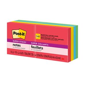 Post-it Super Sticky Notes, 2 in x 2 in, 8 Pads, 2x the Sticking Power, Playful Primaries Collection, Primary Colors (Red, Yellow, Green, Blue, Purple), Recyclable (622-8SSAN)