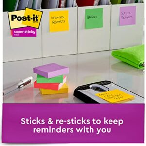 Post-it Super Sticky Notes, 2 in x 2 in, 8 Pads, 2x the Sticking Power, Playful Primaries Collection, Primary Colors (Red, Yellow, Green, Blue, Purple), Recyclable (622-8SSAN)