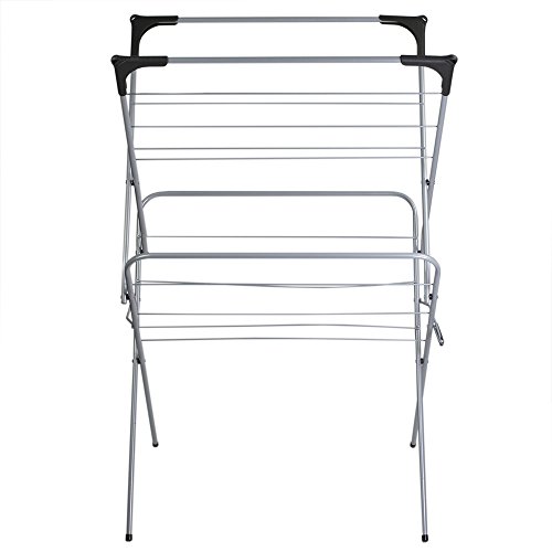 Home Basics 2-Tier Clothes Dryer Drying Rack,Silver