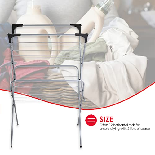 Home Basics 2-Tier Clothes Dryer Drying Rack,Silver