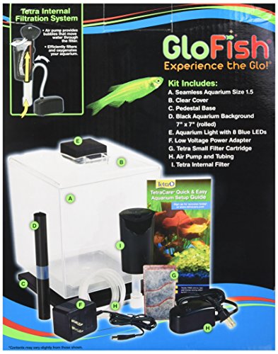 Tetra GloFish Betta Aquarium Kit 1.5 Gallons, Easy Setup and Maintenance, Perfect Starter Tank,Black/Clear