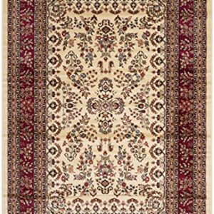 SAFAVIEH Lyndhurst Collection Area Rug - 9' x 12', Ivory & Red, Traditional Oriental Design, Non-Shedding & Easy Care, Ideal for High Traffic Areas in Living Room, Bedroom (LNH331A)