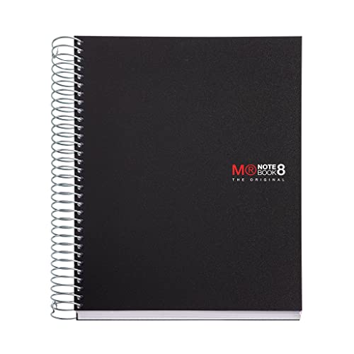 Miquelrius Medium A5 8-Subject Spiral Notebook, Graph Pages, Black (6.5" x 8")