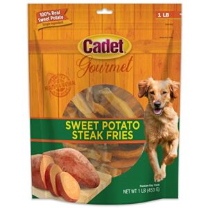 cadet gourmet sweet potato fries dog treats - healthy & natural sweet potato dog training treats for small & large dogs - inspected & tested in usa (1 lb.)