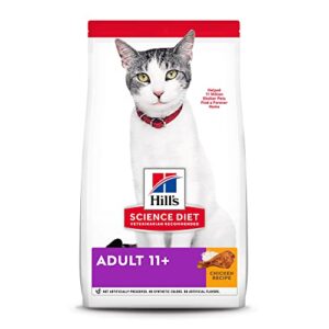 hill's science diet dry cat food, adult 11+ for senior cats, chicken recipe, 3.5 lb. bag