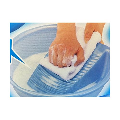 JapanBargain, Japanese Laundry Tub Basin with Washboard Laundry Board for Hand Wash Clothes Made in Japan, Plastic, Blue (1)