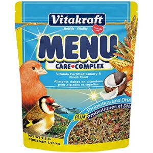 vitakraft menu premium canary and finch food - vitamin-fortified - daily food for small pet birds browns 2.5 pound (pack of 1)