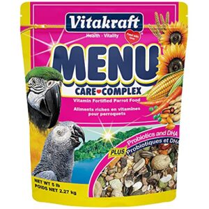 vitakraft menu premium parrot food - vitamin-fortified - macaw, amazon, conure, and parrot food for large birds 5 pound (pack of 1)