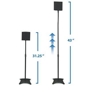 Mount-It! MI-1214 Speaker Stands for Home Theater 5.1 Channel Surround Sound System Satellite Speaker Stands Mounts, Rear and Front, 2 Pairs, 10 lb Capacity, Black