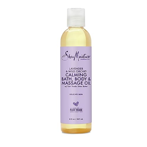 SheaMoisture Bath, Body and Massage Oil Lavender Wild Orchid Moisturizer for Sensitive Skin Shea Butter Lotion and Oil 8 oz