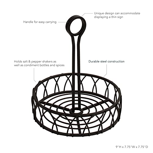 Spectrum Diversified Twist Stand Steel Condiment Caddy for Restaurants & Homes, Coffee Station Office Décor, Rust-Resistant Seasoning & Sauce Holder, Medium, Black