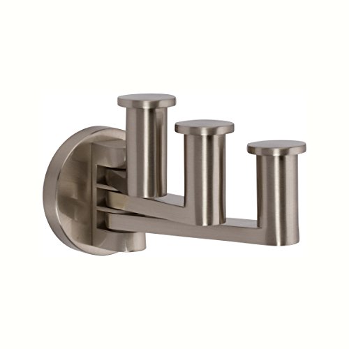 Ginger 4610T/SN Kubic Nickel-4610T, Triple Pivoting Robe Hook, Satin Nickel