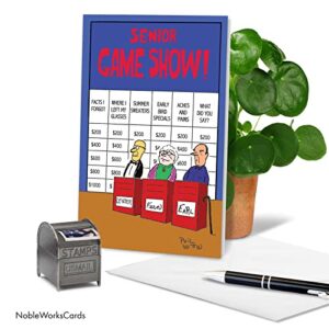 NobleWorks - 1 Funny Happy Birthday Greeting Card – Old Age Humor Notecard for Men, Women, Dad, Uncle, Brother or Friend - Senior Game Show 6291Z