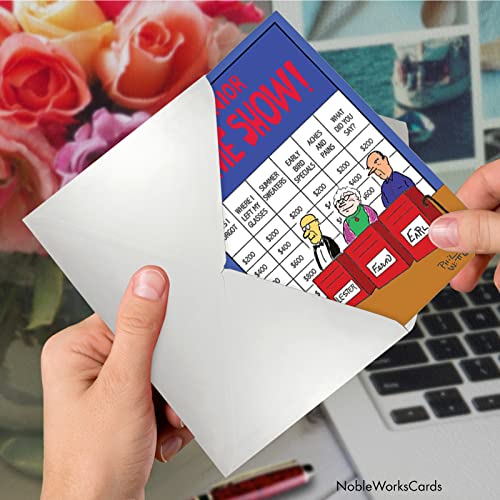 NobleWorks - 1 Funny Happy Birthday Greeting Card – Old Age Humor Notecard for Men, Women, Dad, Uncle, Brother or Friend - Senior Game Show 6291Z