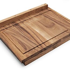 Ironwood Gourmet Double-Sided Countertop Lyon Pastry/Cutting Board With Gravy Groove, Acacia Wood 17.25 x 24 x 1.25 inches