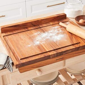 Ironwood Gourmet Double-Sided Countertop Lyon Pastry/Cutting Board With Gravy Groove, Acacia Wood 17.25 x 24 x 1.25 inches