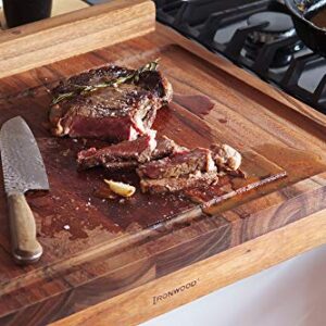 Ironwood Gourmet Double-Sided Countertop Lyon Pastry/Cutting Board With Gravy Groove, Acacia Wood 17.25 x 24 x 1.25 inches