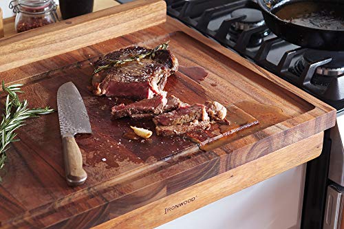 Ironwood Gourmet Double-Sided Countertop Lyon Pastry/Cutting Board With Gravy Groove, Acacia Wood 17.25 x 24 x 1.25 inches