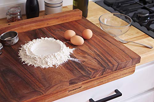 Ironwood Gourmet Double-Sided Countertop Lyon Pastry/Cutting Board With Gravy Groove, Acacia Wood 17.25 x 24 x 1.25 inches