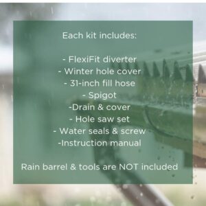 EarthMinded DIY Rain Barrel Diverter and Parts Kit - Water Collection System To Convert Containers into Rain Barrels - Catch Rain Water for Outdoor Chores - RBK-0001