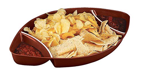 Plastic Football Serving Dishes for Parties - Snack Tray Includes 2 dip Sections - Sports Party Supplies