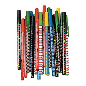 fun express winter holiday stick pen assortment (set of 24) christmas party supplies