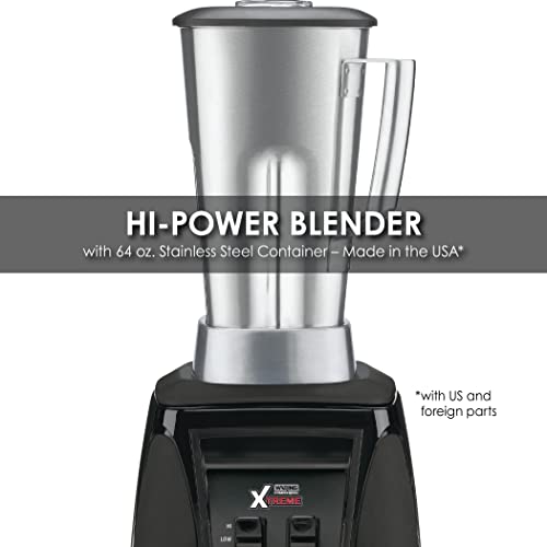 Waring Commercial MX1000XTS 3.5 HP Blender with Paddle Switches, Pulse Feature and a 64 oz. Stainless Steel Container, 120V, 5-15 Phase Plug, Black