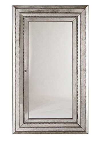 Hooker Furniture Melange Glamour Floor Mirror w/Jewelry Armoire Storage, Champagne-Colored Antique Silver and Gold