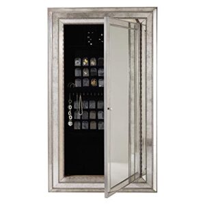 Hooker Furniture Melange Glamour Floor Mirror w/Jewelry Armoire Storage, Champagne-Colored Antique Silver and Gold