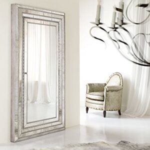 Hooker Furniture Melange Glamour Floor Mirror w/Jewelry Armoire Storage, Champagne-Colored Antique Silver and Gold