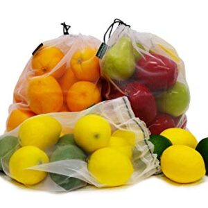 Earthwise Reusable Mesh Produce Bags - Washable Set of 9 Premium Bags, TRANSPARENT Lightweight, Strong SEE-THROUGH Mesh for shopping, transporting and storing fruits and veggies.