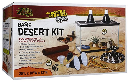 Zilla 01312 10-Gallon Basic Desert Kit, 10-Inch by 20-Inch by 12-Inch