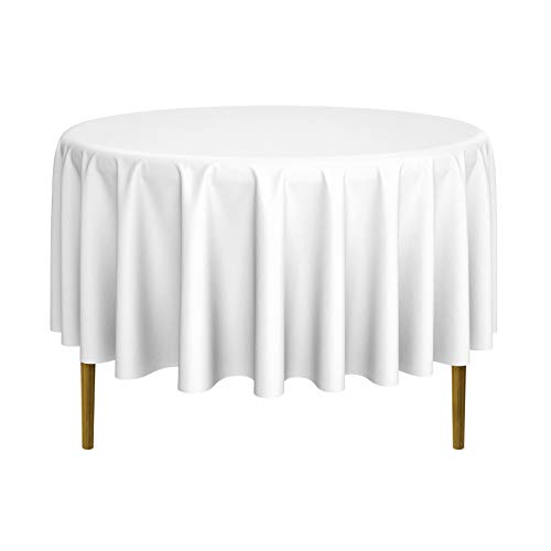 Lann's Linens - 90" Round Premium Tablecloth for Wedding/Banquet/Restaurant - Polyester Fabric Table Cloth - White