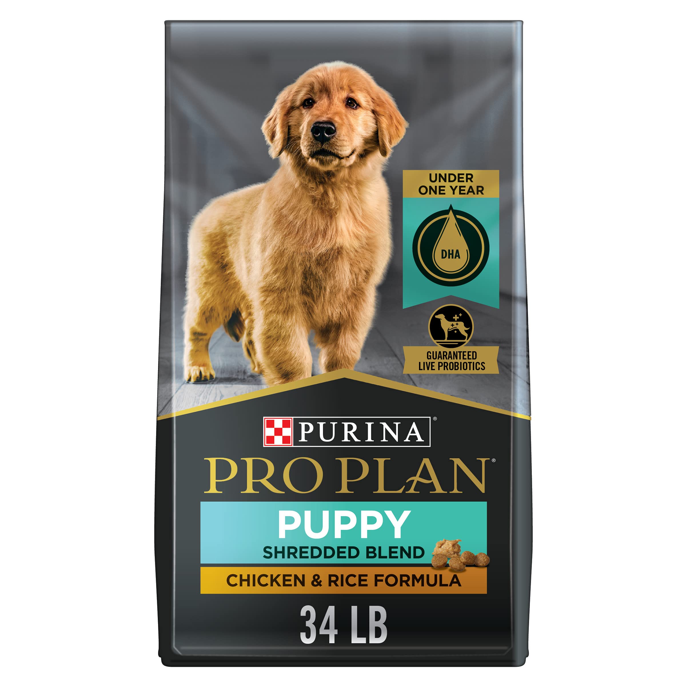 Purina Pro Plan High Protein Puppy Food Shredded Blend Chicken & Rice Formula - 34 lb. Bag