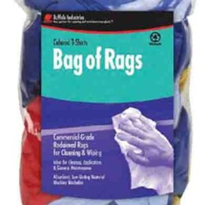 Buffalo Industries (10080PB) Recycled Multicolored T-Shirt Cloth Rags, 4 lb. bag, All-Purpose Rag for Cleaning, Paint Spills and Cleanup, Staining, Polishing, Dusting, Made from Recycled Materials