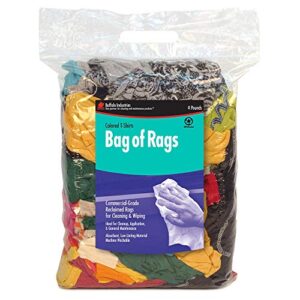 Buffalo Industries (10080PB) Recycled Multicolored T-Shirt Cloth Rags, 4 lb. bag, All-Purpose Rag for Cleaning, Paint Spills and Cleanup, Staining, Polishing, Dusting, Made from Recycled Materials