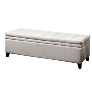 christopher knight home brighton linen storage ottoman, ivory