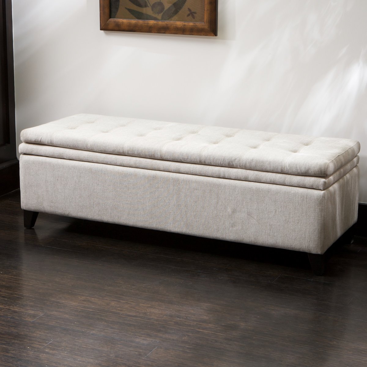 Christopher Knight Home Brighton Linen Storage Ottoman, Ivory