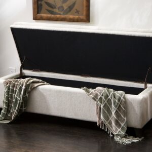 Christopher Knight Home Brighton Linen Storage Ottoman, Ivory