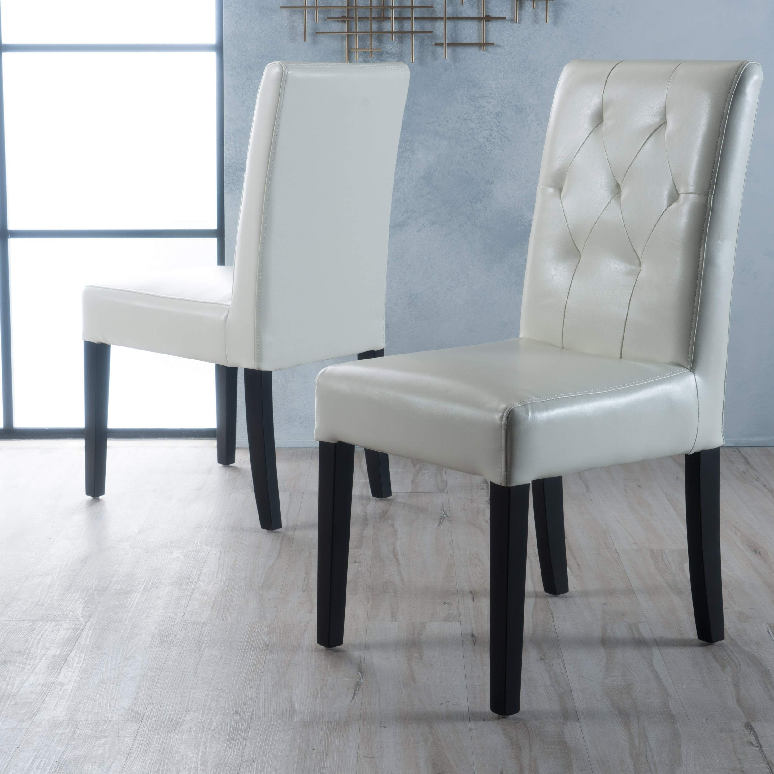 Christopher Knight Home Gentry Bonded Leather Dining Chairs, 2-Pcs Set, White