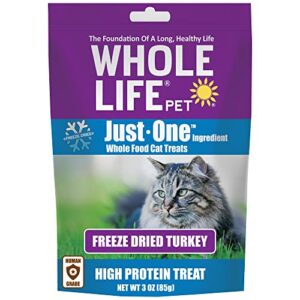 whole life pet just one turkey - cat treat or topper - human grade, freeze dried, one ingredient - protein rich, grain free, made in the usa