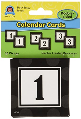 Teacher Created Resources Black Sassy Solids Double-Sided Calendar Cards