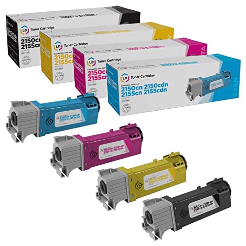 LD Products Compatible Toner Cartridge Replacements for Dell Color Laser 2150 & Dell Multi-Function 2155 High Yield (Black, Cyan, Magenta, Yellow, 4-Pack)